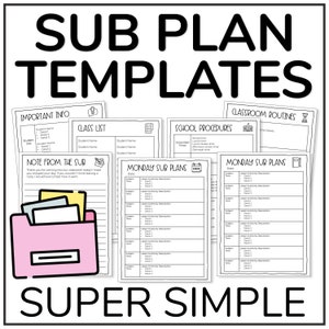 Sub Binder With Substitute Teacher Info and Substitute Plans - Etsy