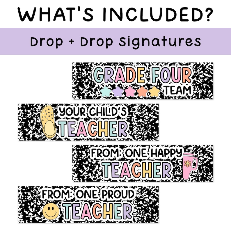 Email Signature for Teacher for Composition Notebook Classroom Decor ...