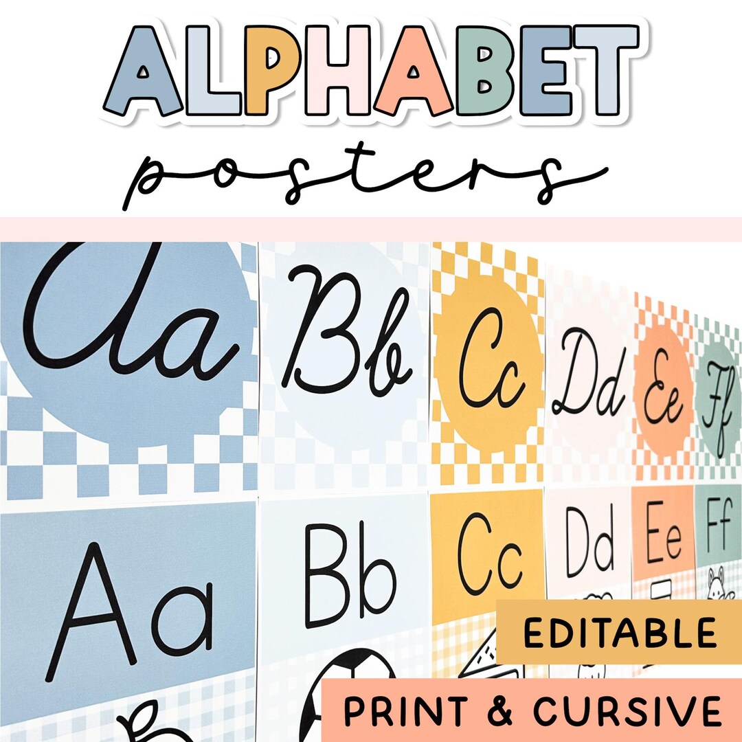 Boho Alphabet Posters & Cursive Alphabet Posters Including ASL Alphabet ...