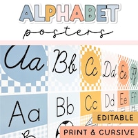 Cursive and Print Alphabet Reference Posters for Elementary Classroom ...