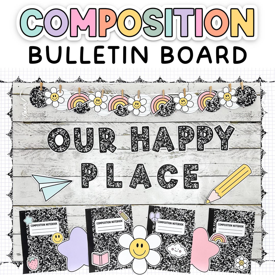 Welcome Back to School Bulletin Board for Pastel & Composition Notebook ...