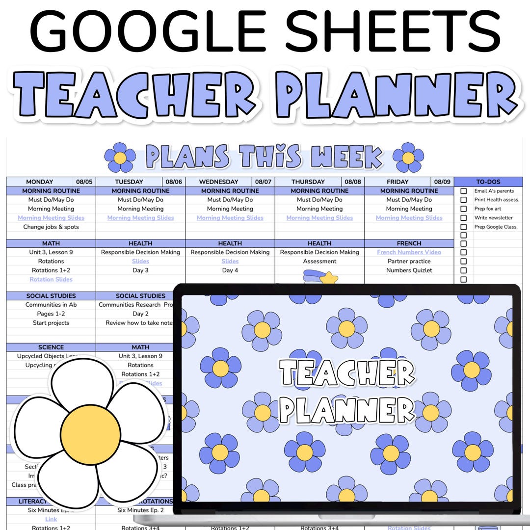 Digital Teacher Planner | A Daisy Google Sheets Teacher Planner for ...