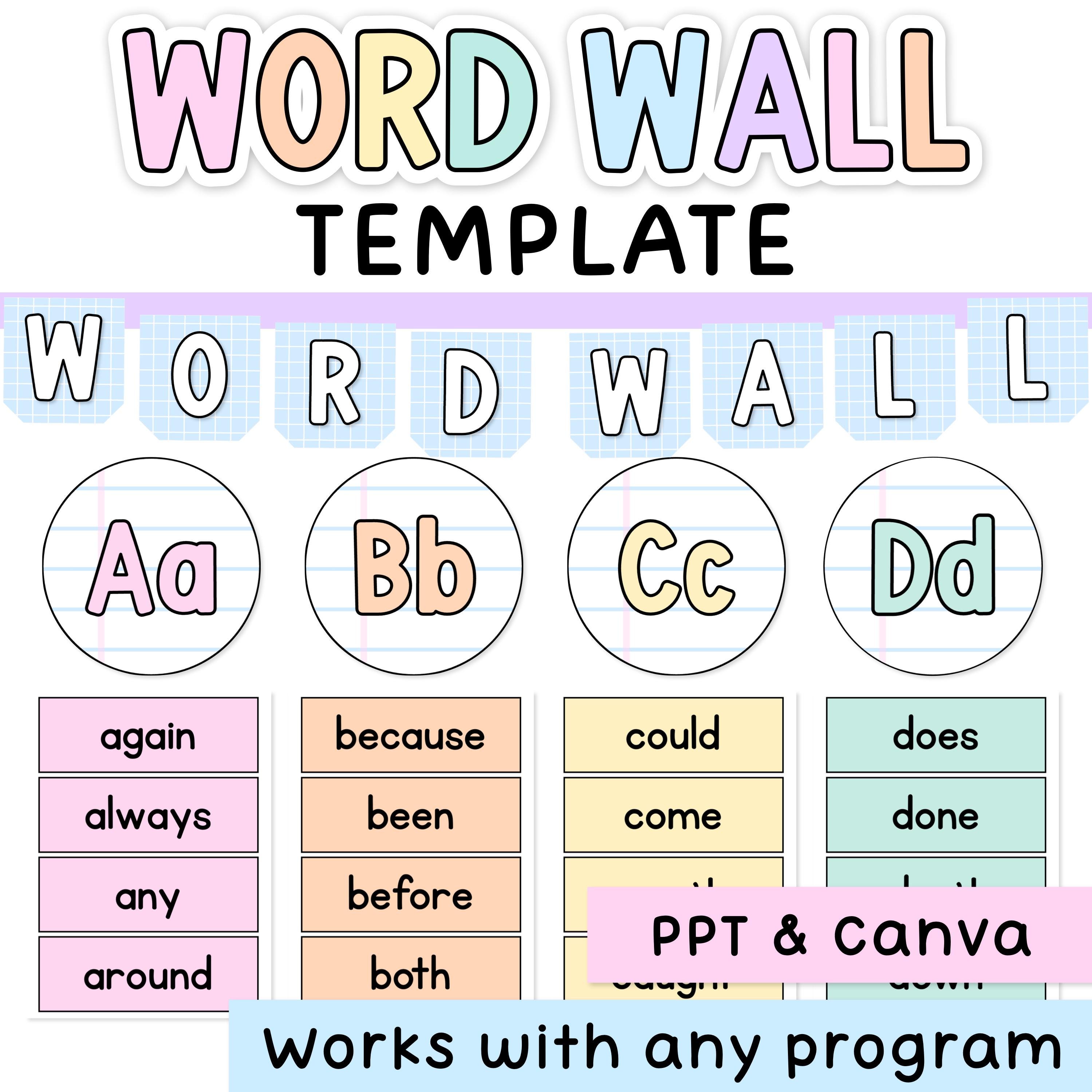 Pastel Word Wall Template, Word Wall Letters, Header & Banner, for ...