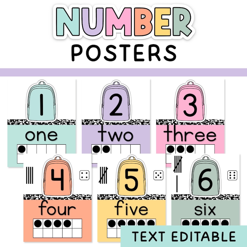 Composition Class Number Posters With Ten Frames and Numbers 1 to 20 ...