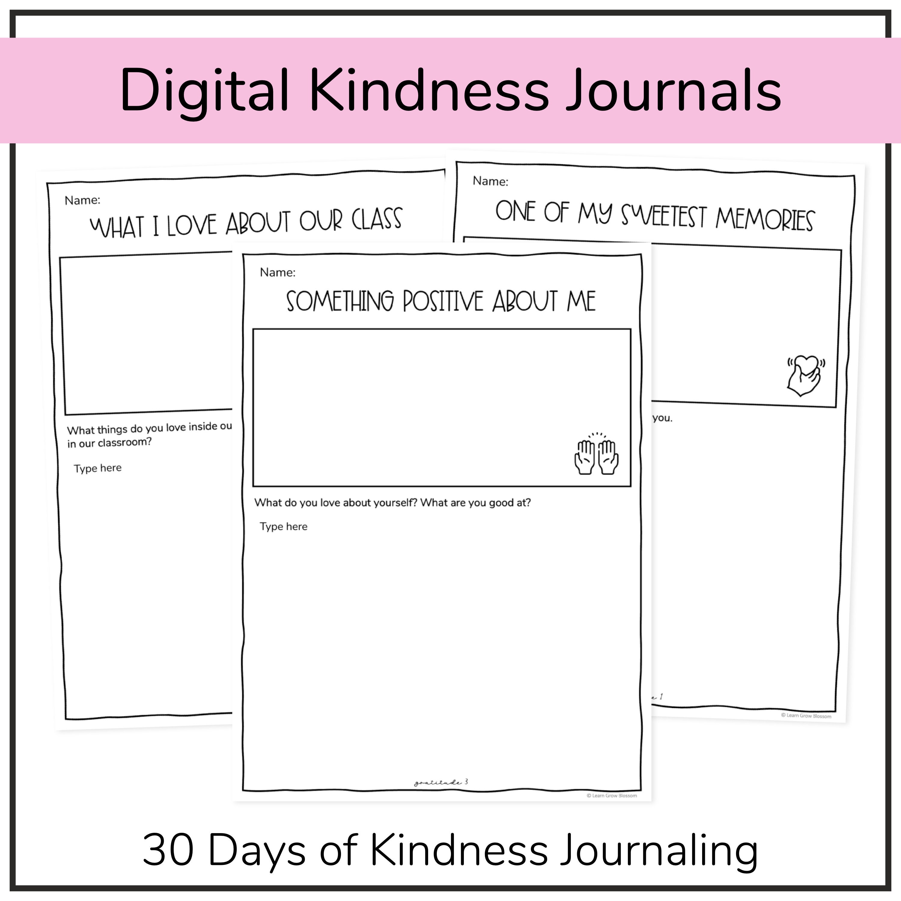 Kindness Activities Including Kindness Journal & Sharing Circle Prompts ...