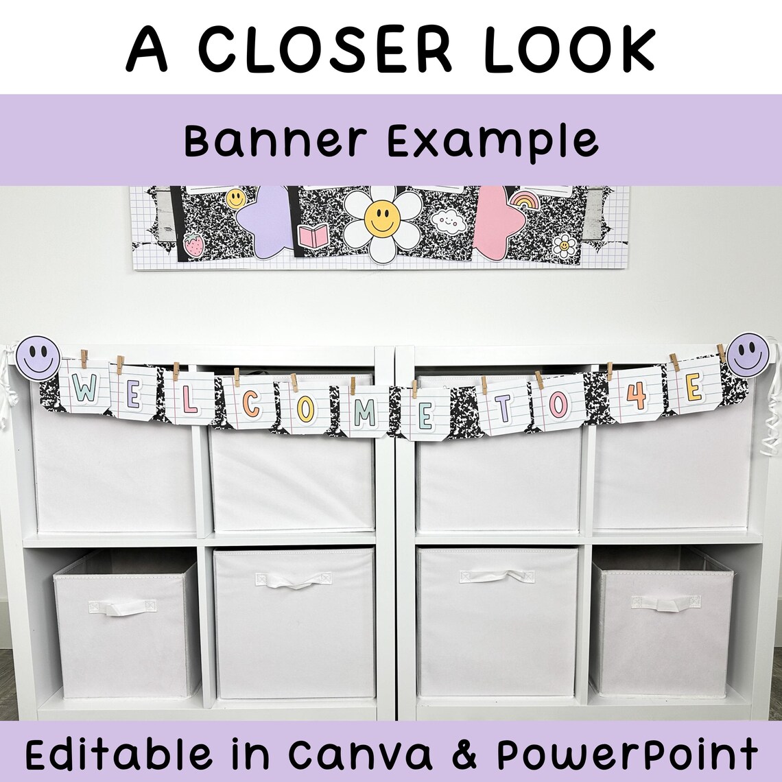 Composition Notebook Decor Banner With Editable Banner Letters for ...