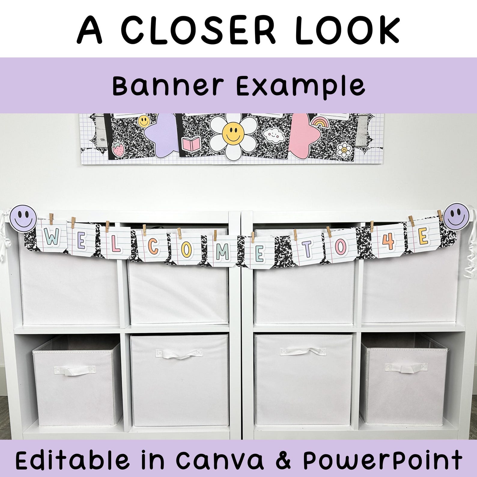 Composition Notebook Decor Banner With Editable Banner Letters for ...