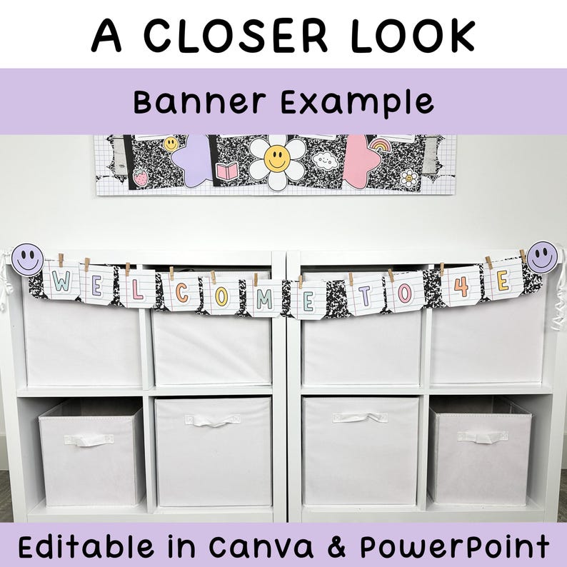 Composition Notebook Decor Banner With Editable Banner Letters for ...