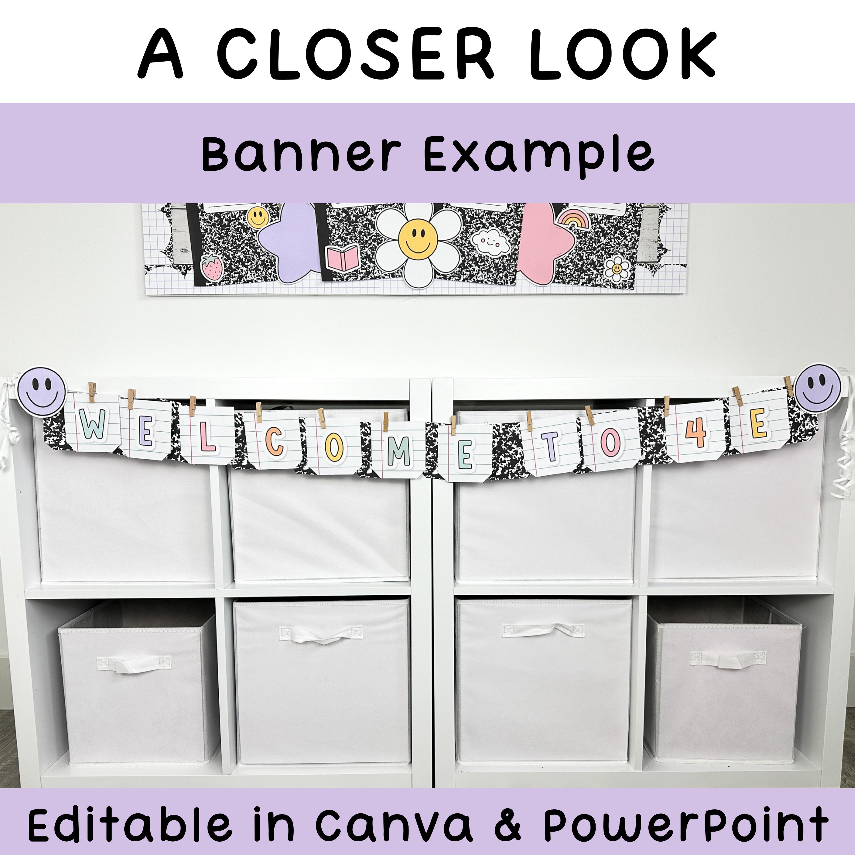 Composition Notebook Decor Banner With Editable Banner Letters for ...