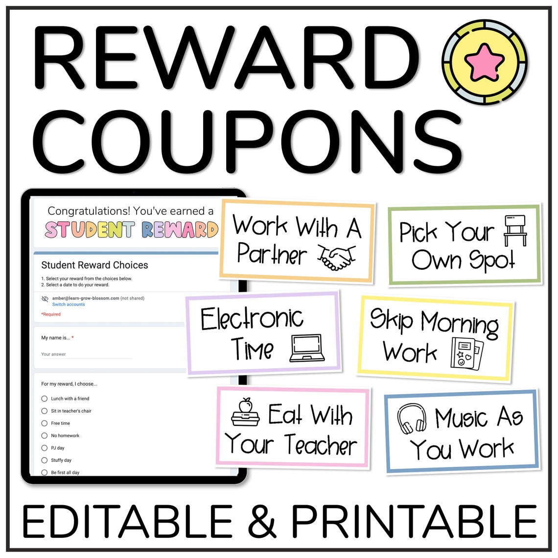 Classroom Reward System - Reward Coupons for Classroom Management - Etsy