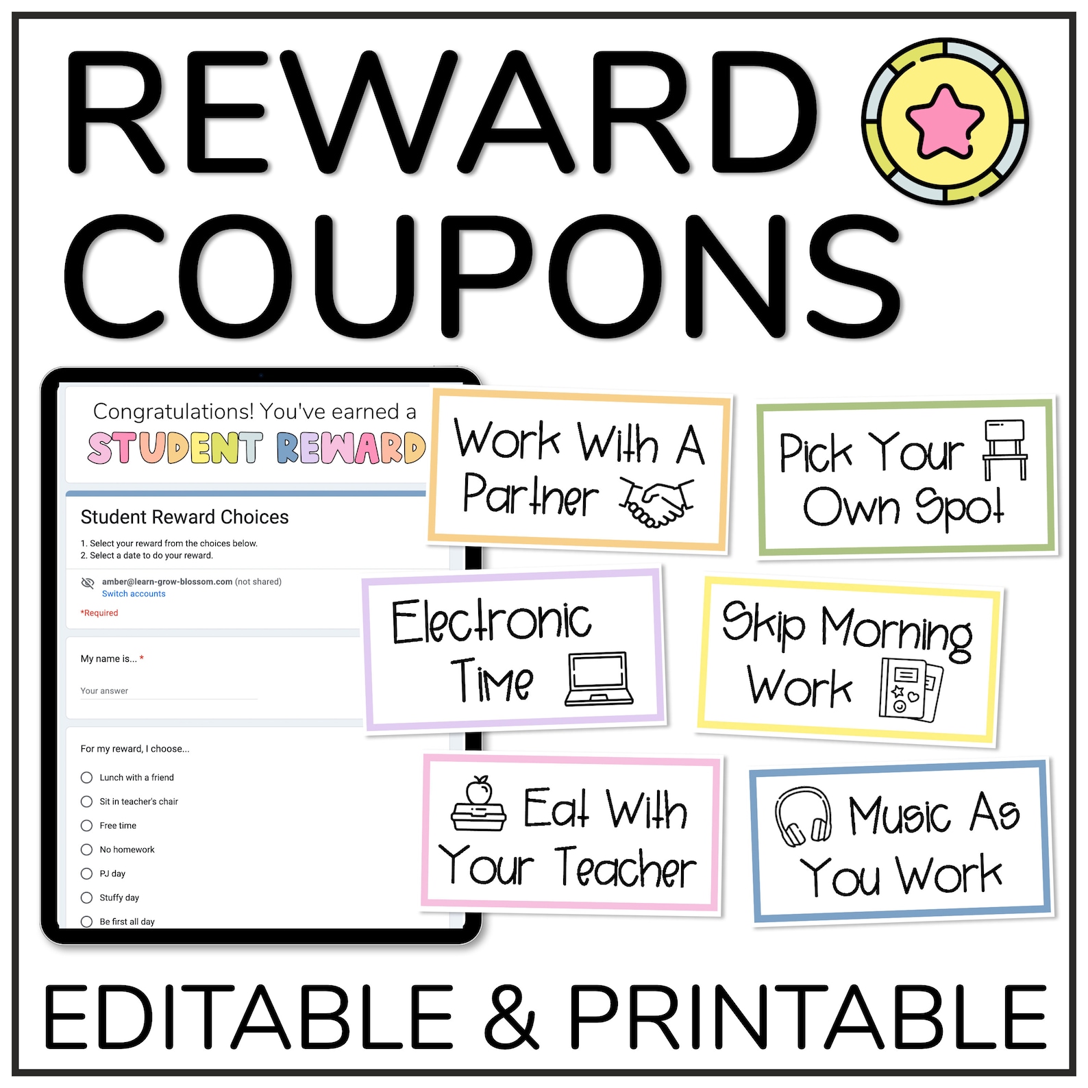Classroom Reward System - Reward Coupons for Classroom Management - Etsy