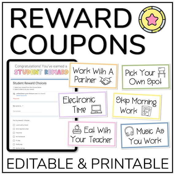 Class Reward Coupon Template Classroom Reward Coupons Printable | TPT