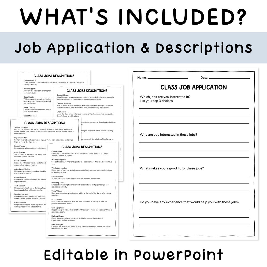 Boho Classroom Jobs Editable With Classroom Job Application - Matches ...