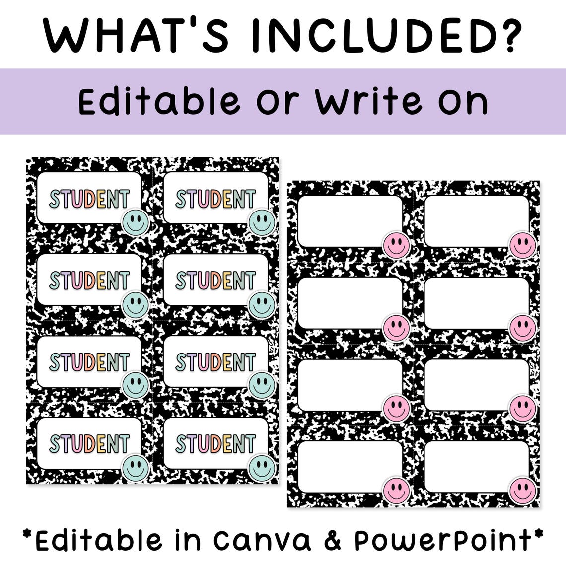 Student Name Labels for Pastel & Composition Notebook Classroom Decor ...