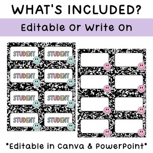 Student Name Labels for Pastel & Composition Notebook Classroom Decor ...