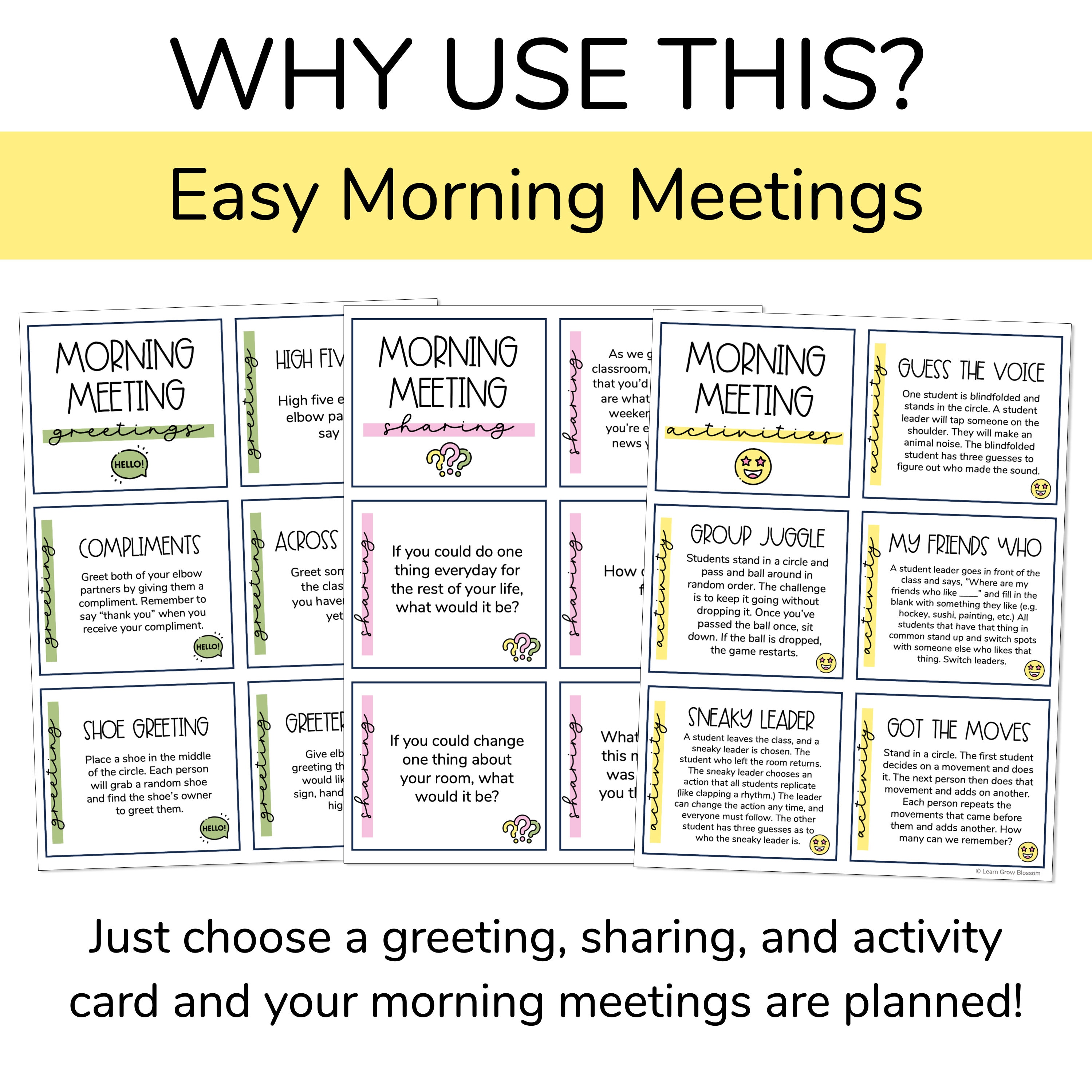 Morning Meeting Activities With Editable Morning Meeting Cards in ...