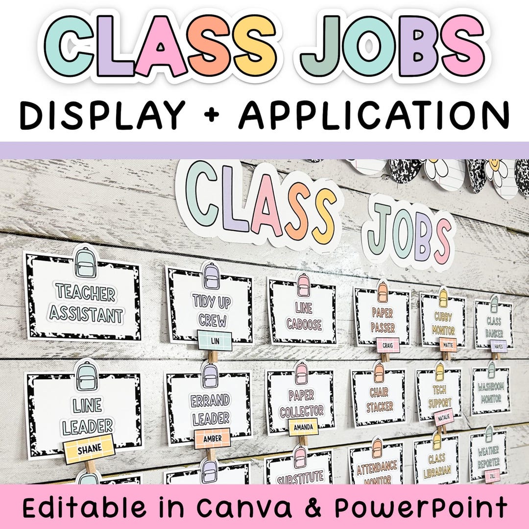 Composition Notebook Decor Class Jobs Editable & Classroom Job ...
