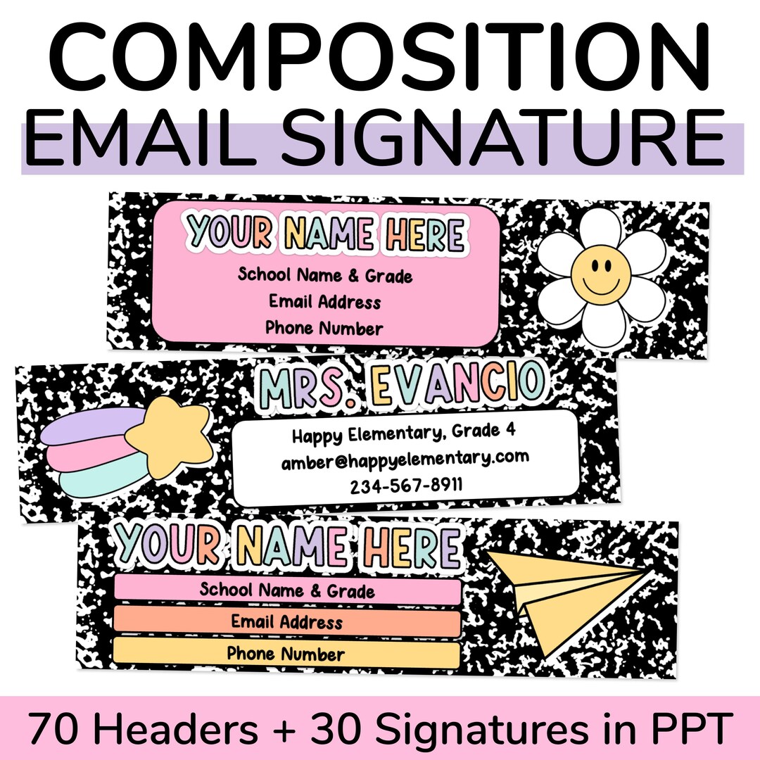 Email Signature for Teacher | Composition Notebook Classroom Decor ...
