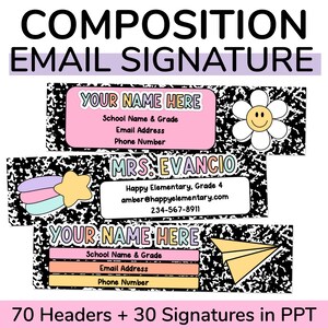 Email Signature for Teacher | Composition Notebook Classroom Decor ...