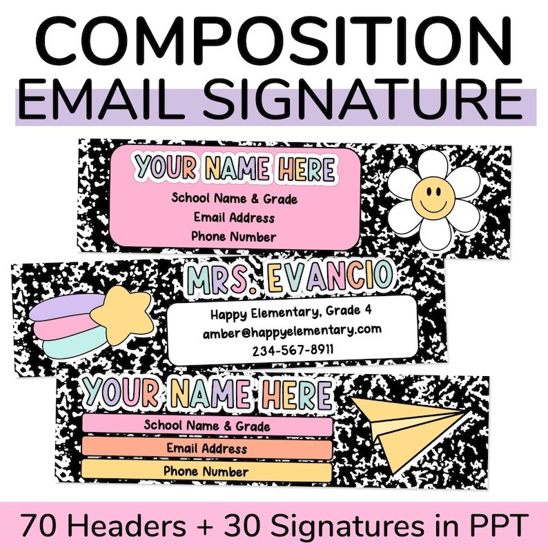 Email Signature for Teacher | Composition Notebook Classroom Decor ...