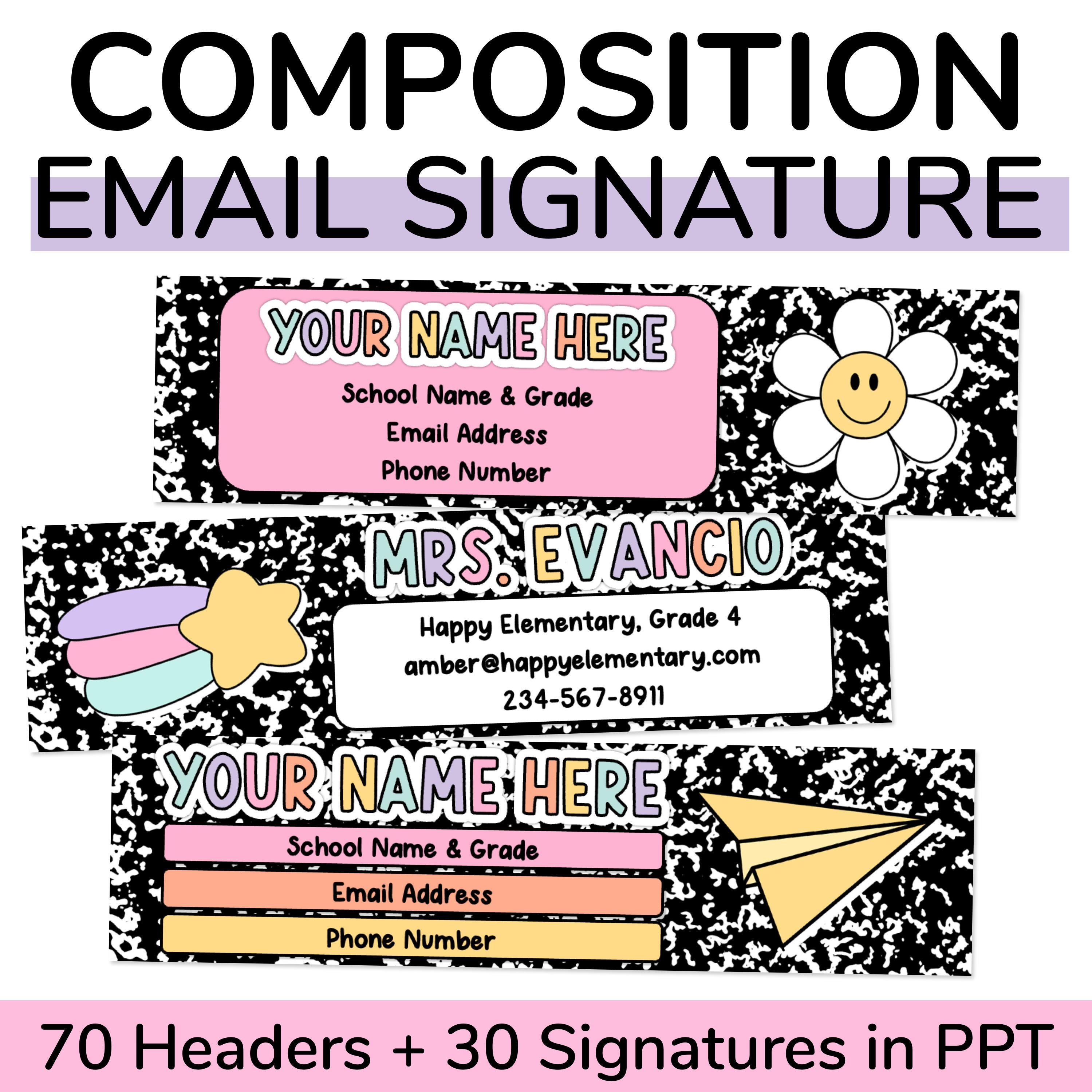 Email Signature for Teacher | Composition Notebook Classroom Decor ...