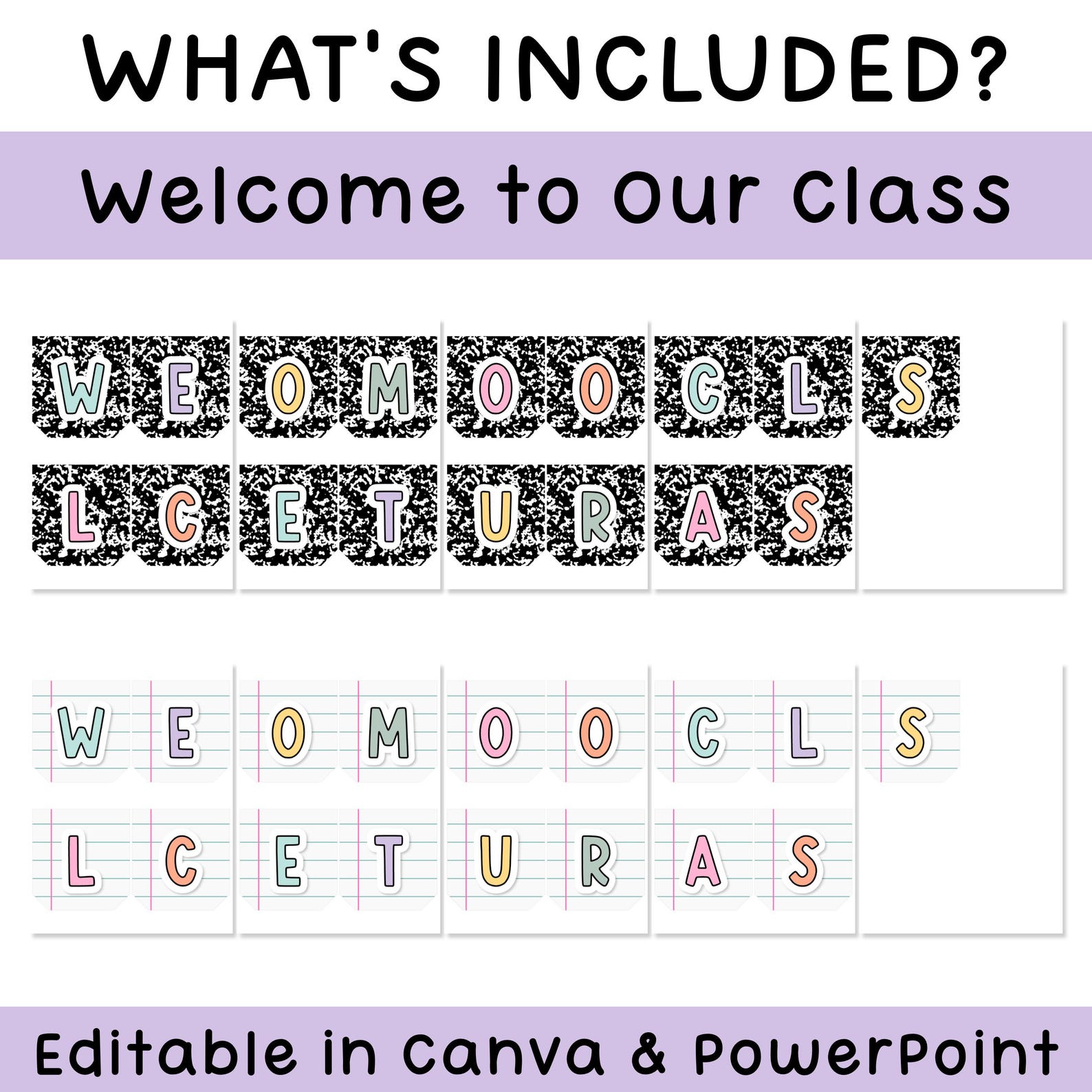 Composition Notebook Decor Banner With Editable Banner Letters for ...