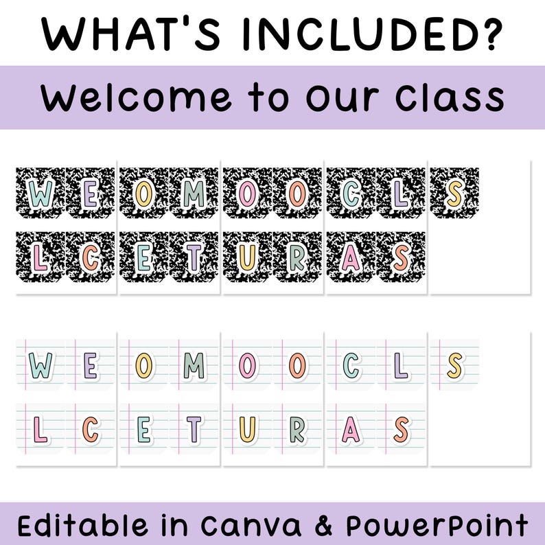 Composition Notebook Decor Banner With Editable Banner Letters for ...