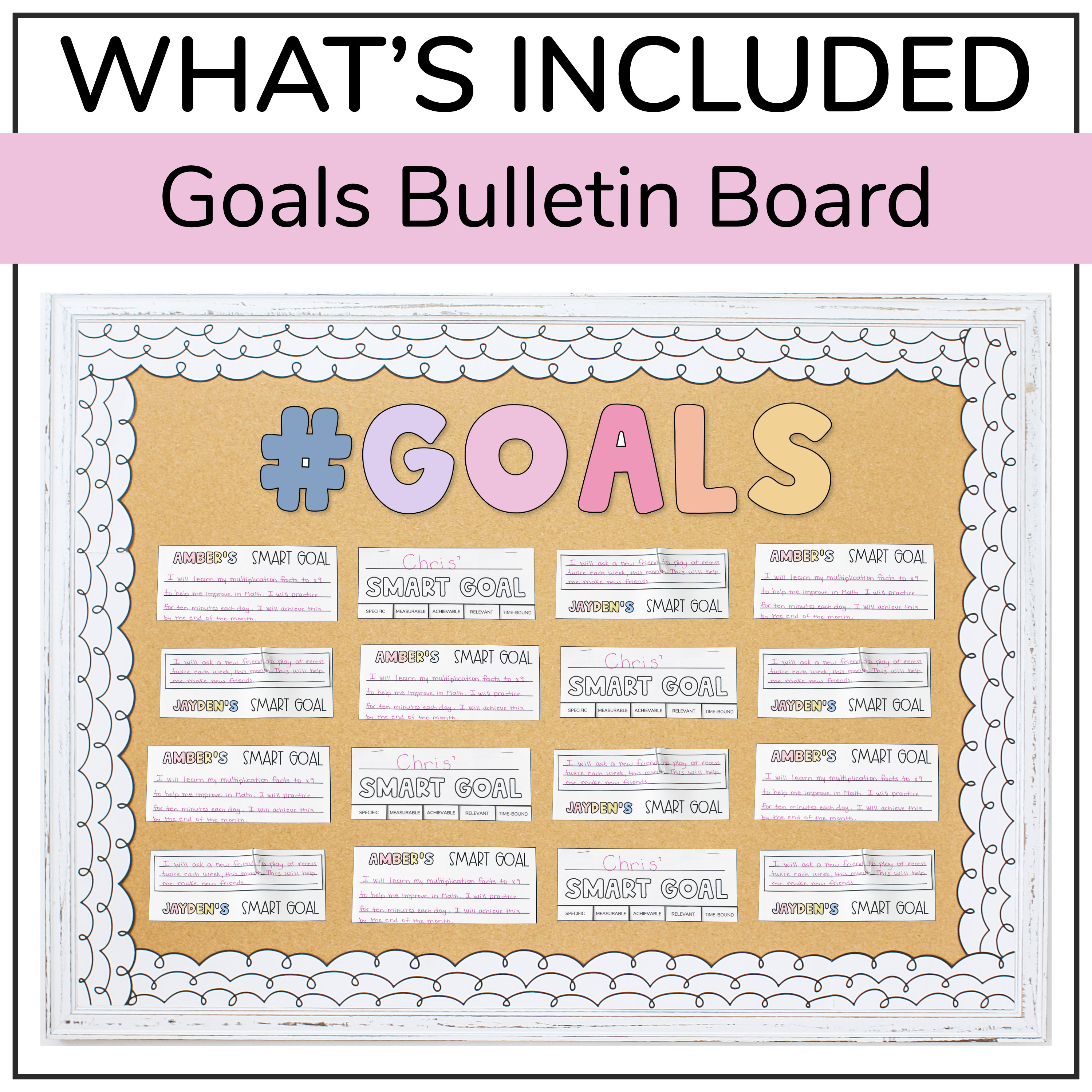 Student Goal Setting Kit: Goals Bulletin Board, Student SMART Goal ...