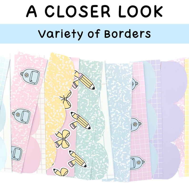 Pastel Printable Bulletin Board Borders for Composition Notebook ...