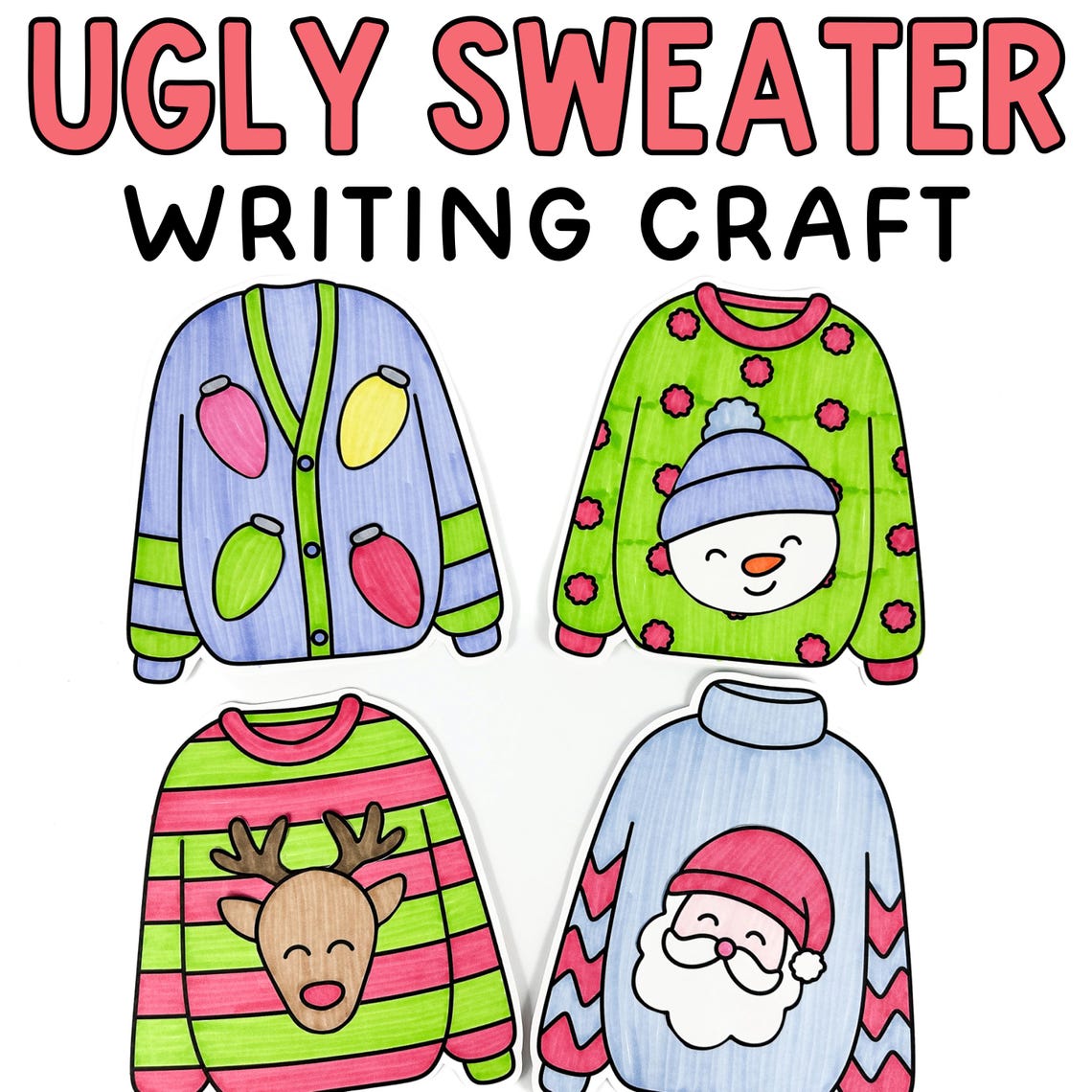 Christmas Bulletin Board Kit - Ugly Christmas Sweater Craft, Writing ...