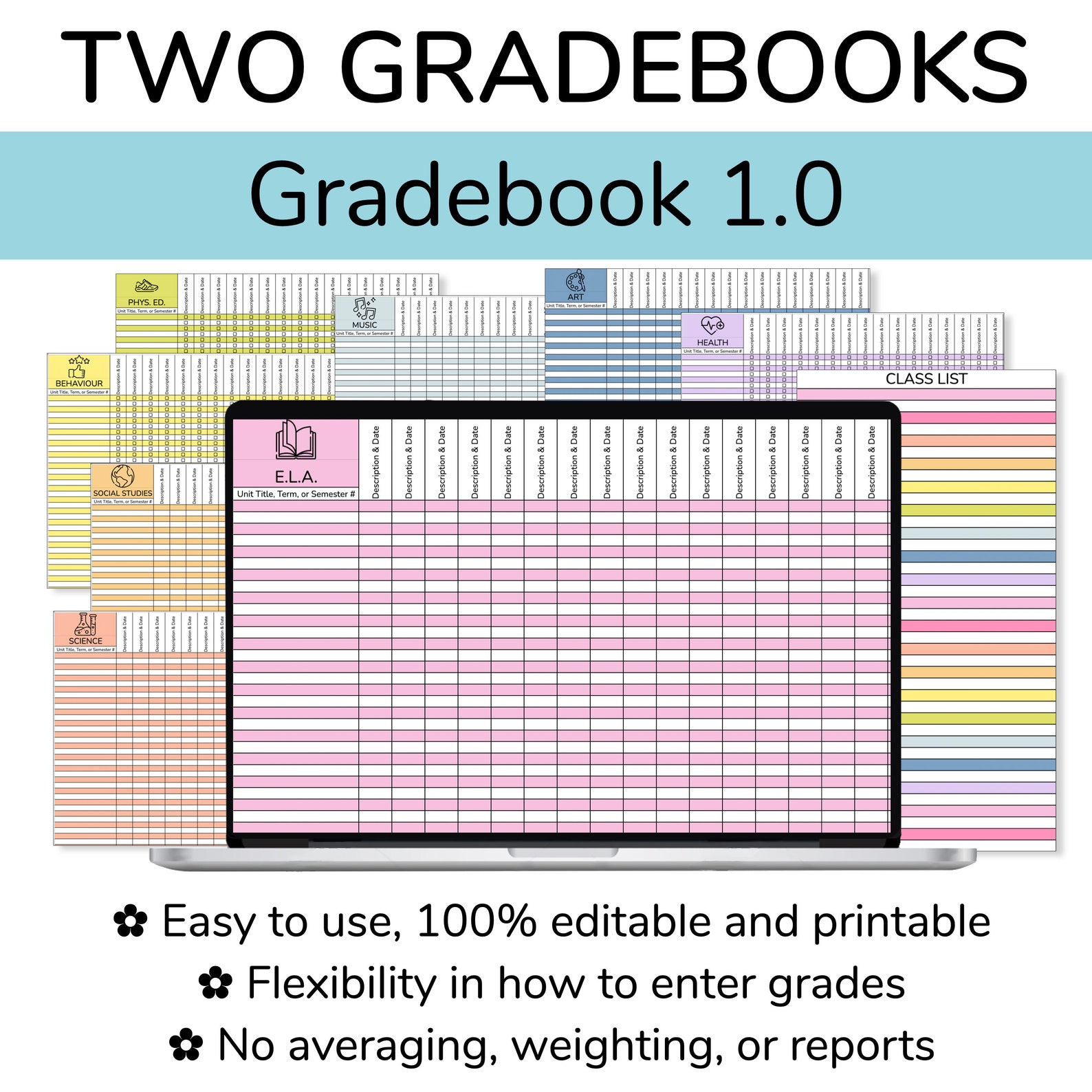 Google Sheets Gradebook A Digital Gradebook Template for Teachers With ...
