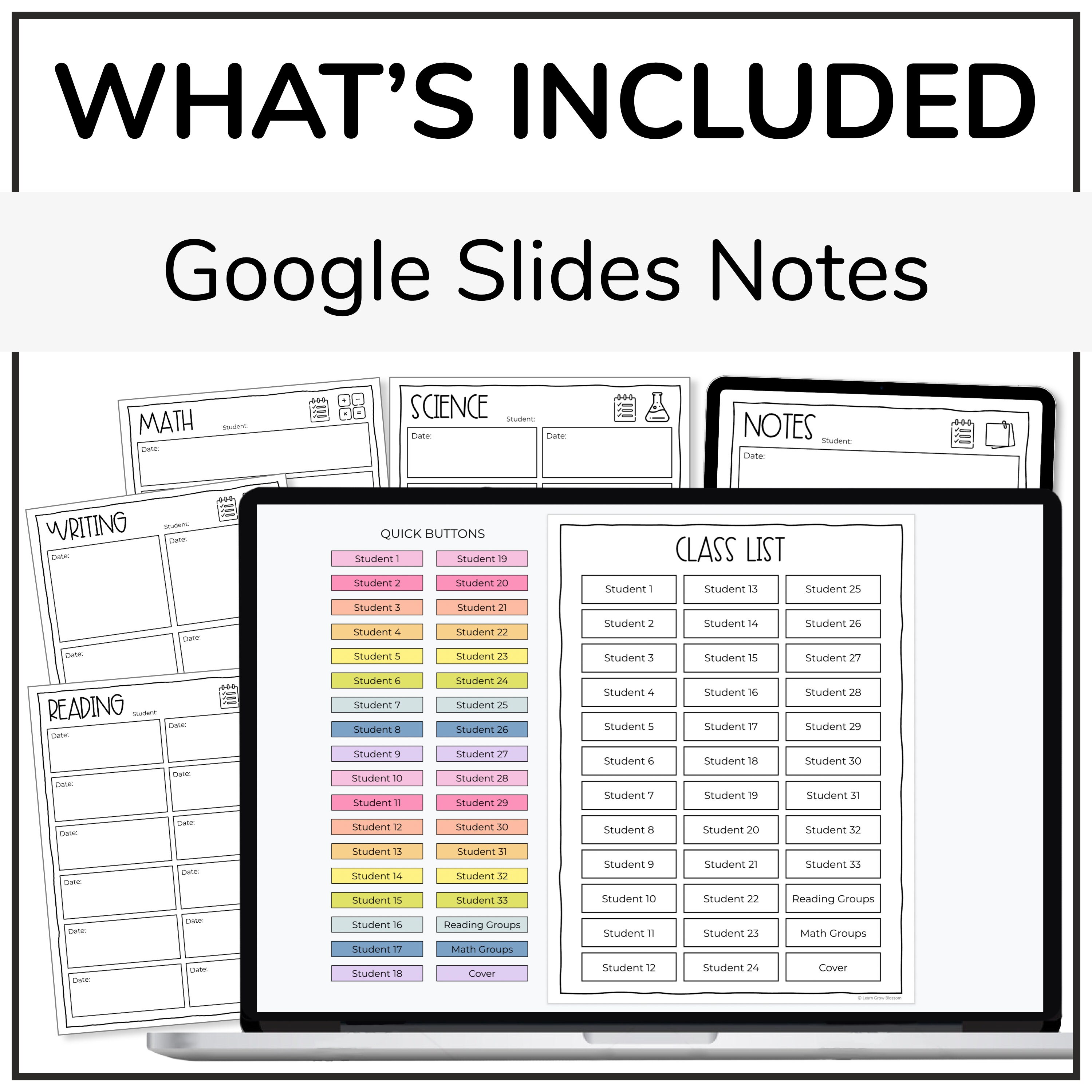 Digital Teacher Binder for Teacher Notes, Student Observations and ...