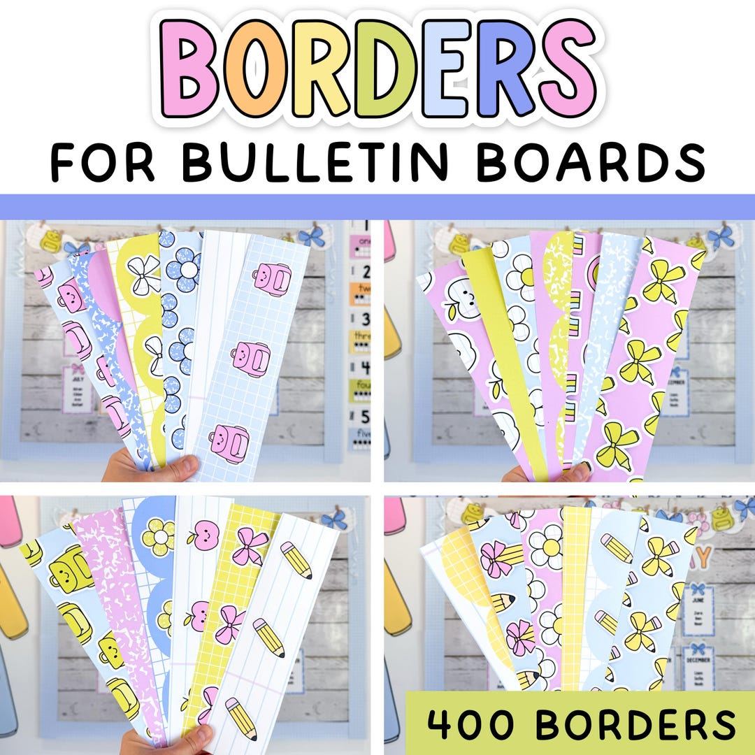 Bright Printable Bulletin Board Borders for Composition Notebook ...