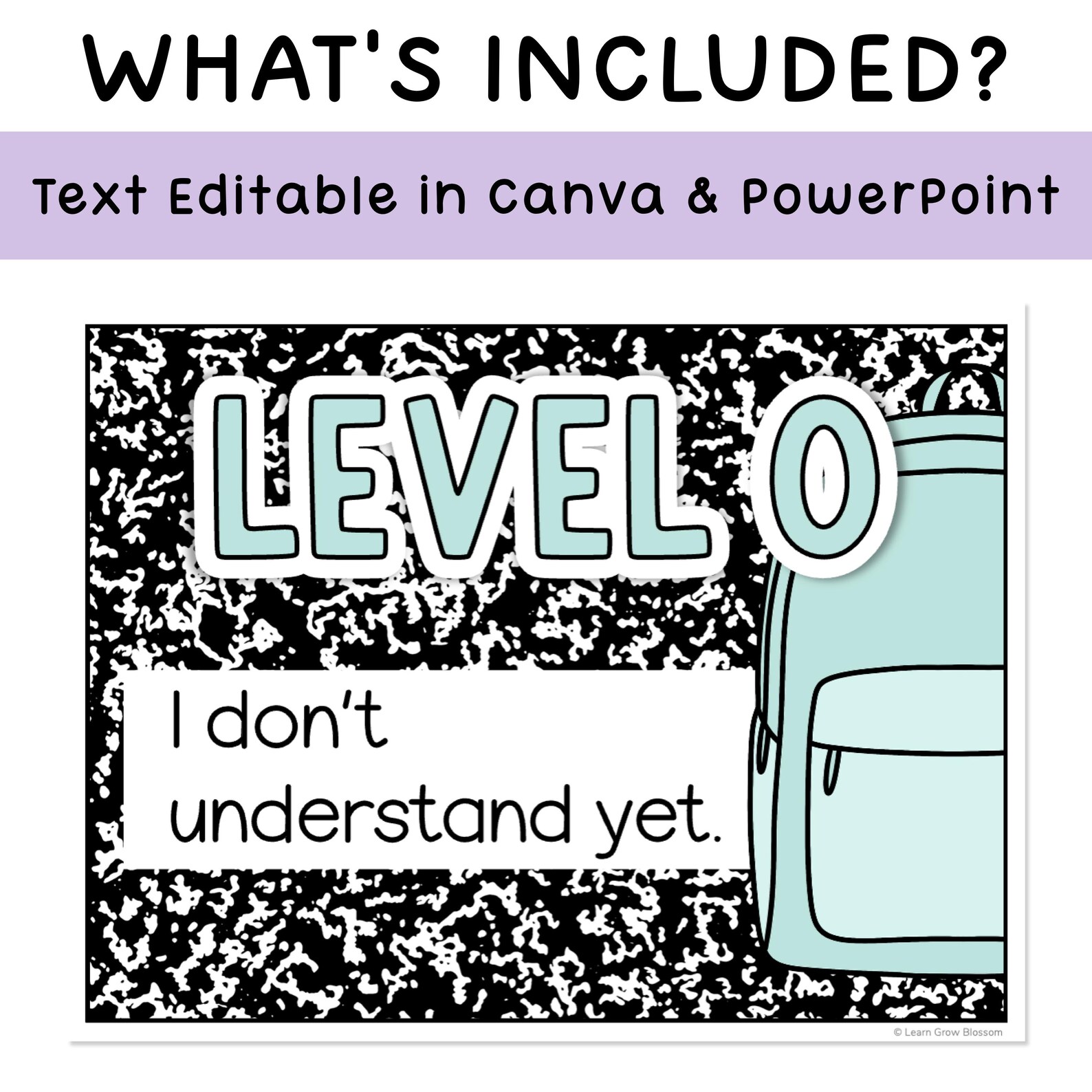 Composition Notebook Classroom Decor - Editable Levels of Understanding ...