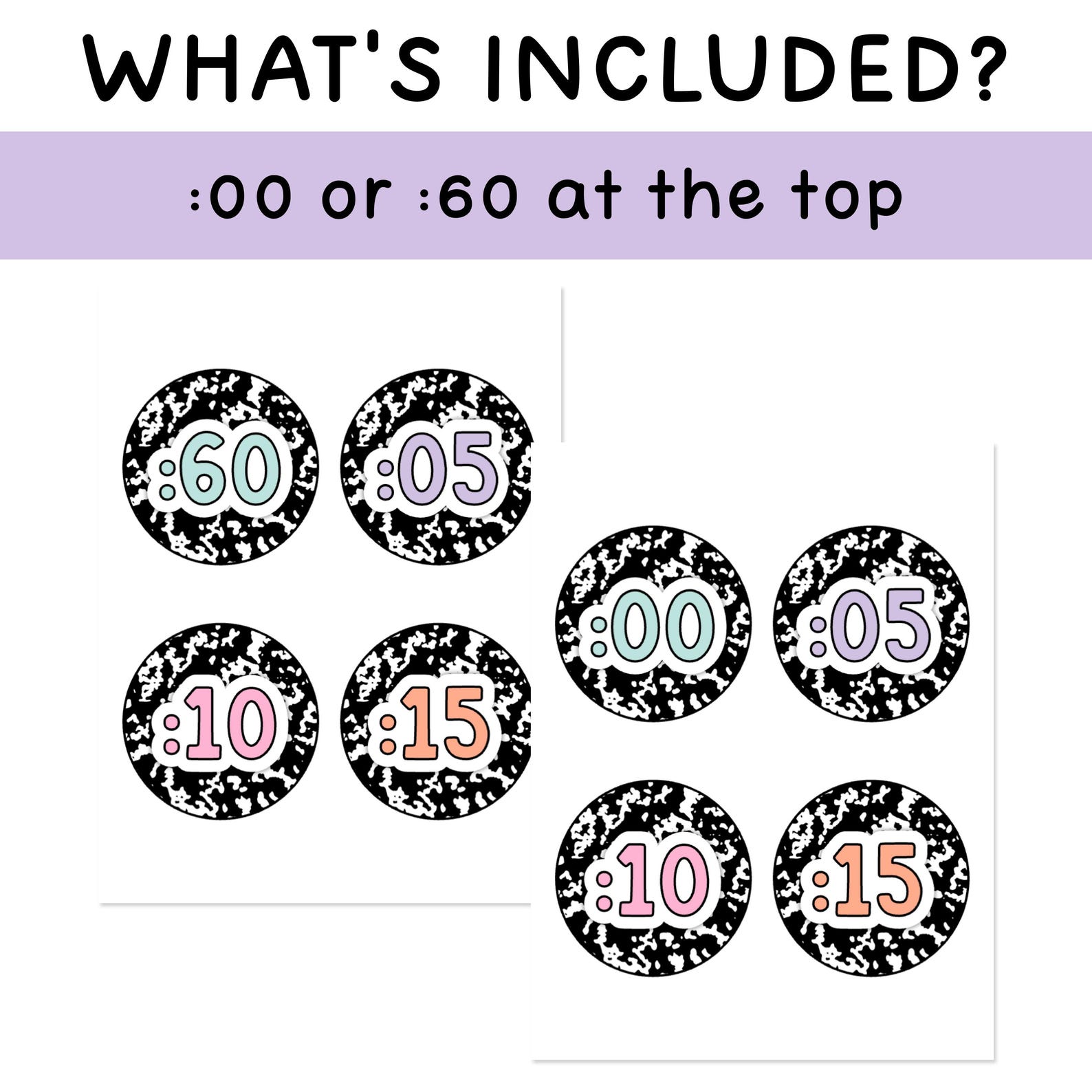 Composition Notebook Clock Labels & Clock Number Labels for Pastel and ...