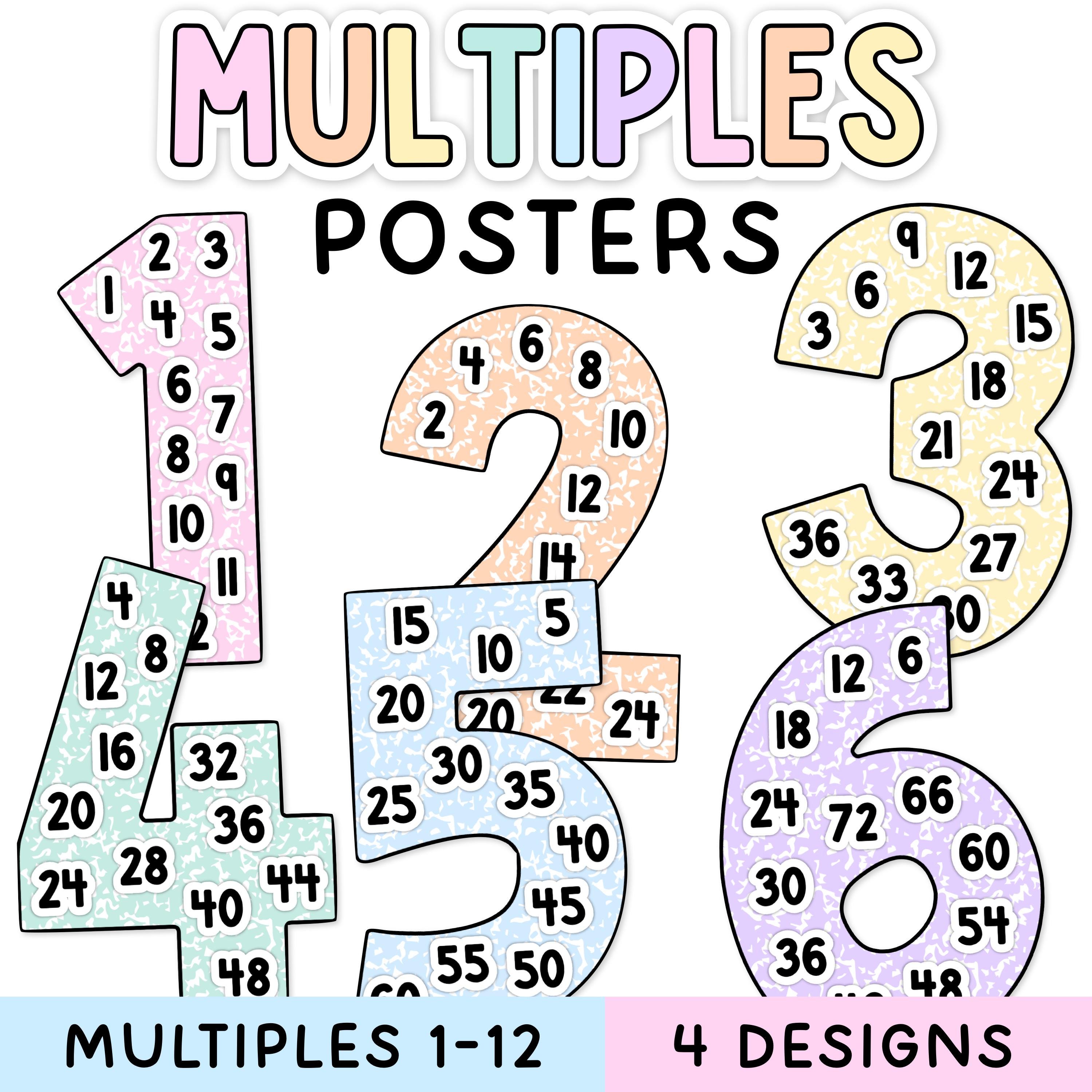 Pastel Skip Counting Posters, Multiples Posters, and Multiplication ...