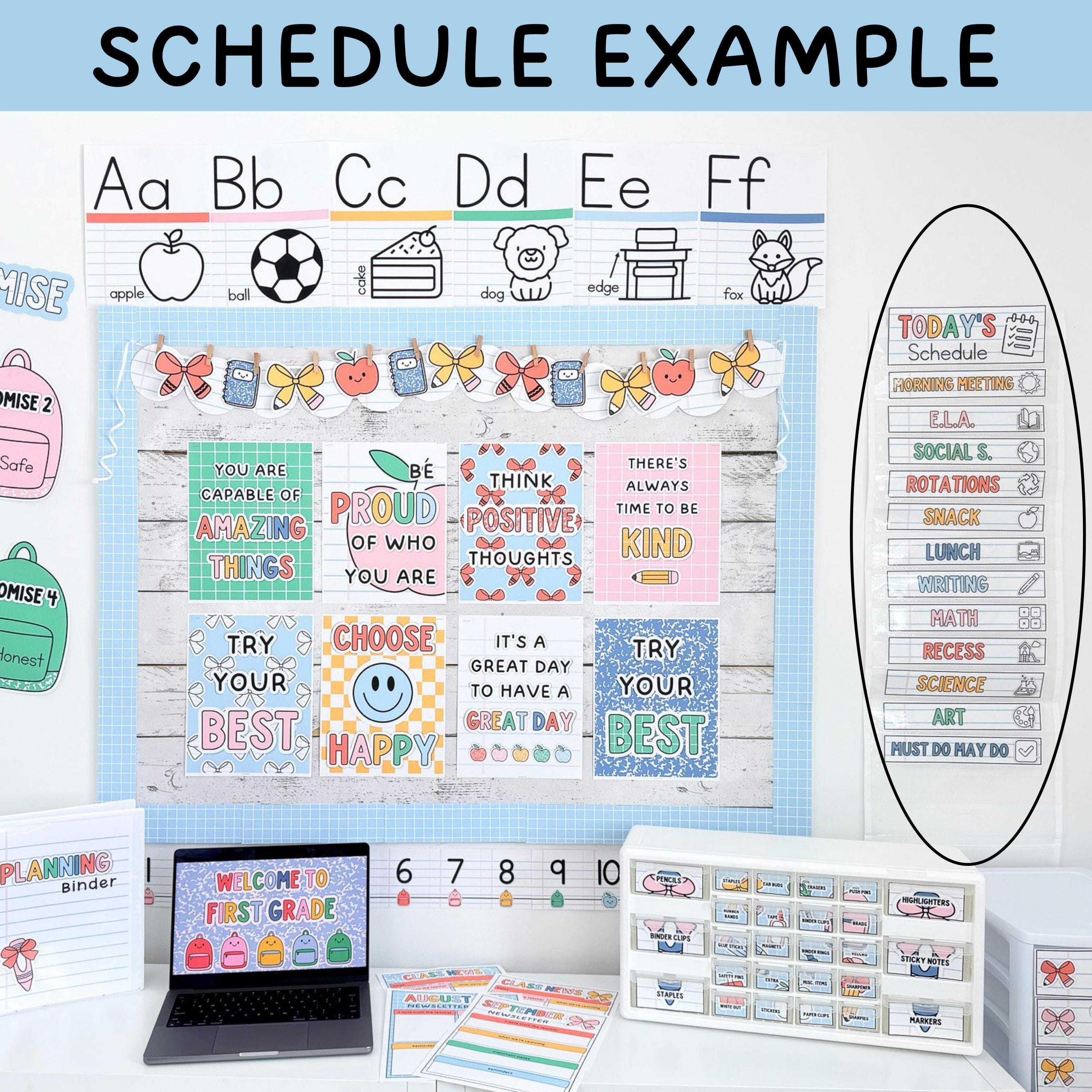 Bright Daily Schedule Cards - Editable Visual Schedule Matches ...