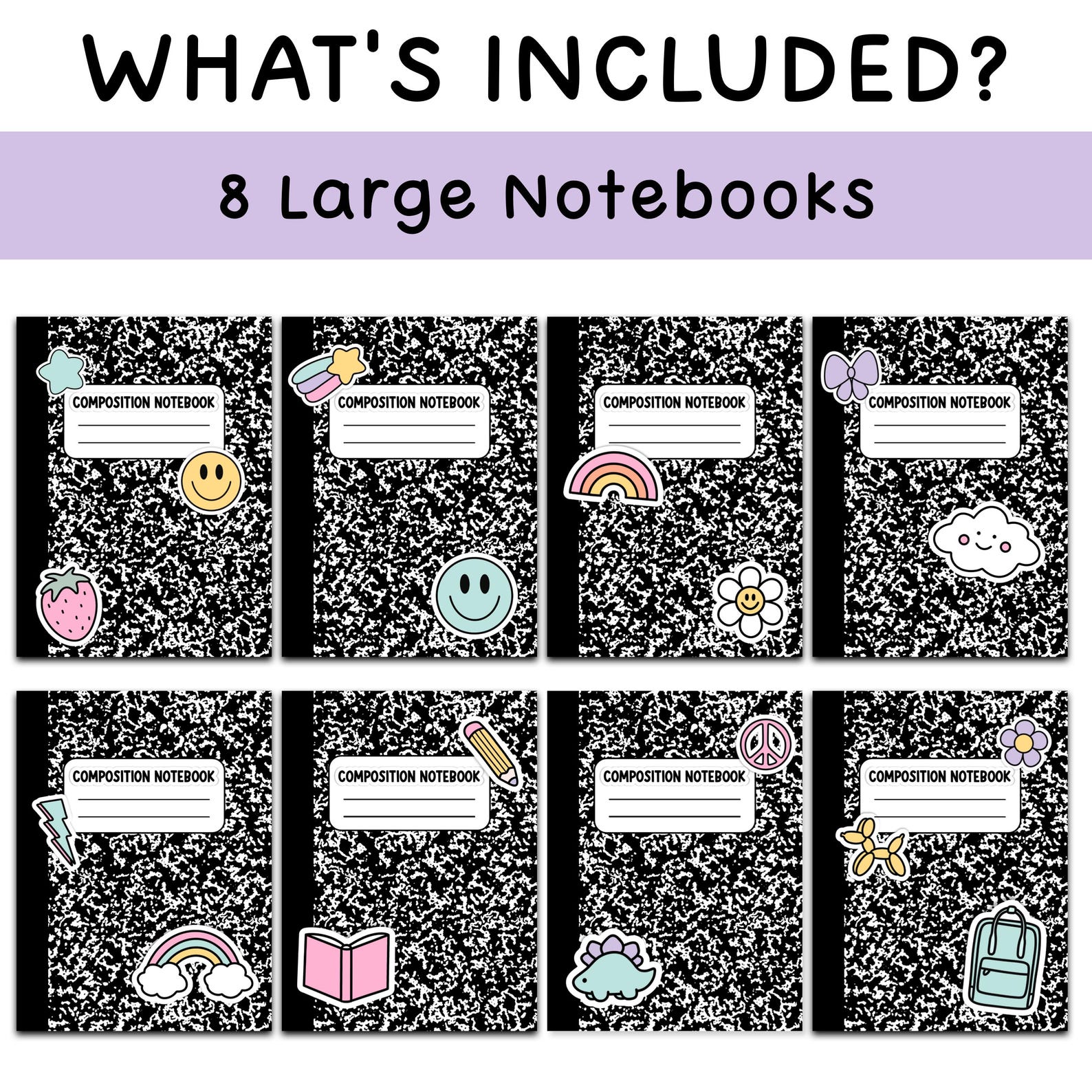 Welcome Back to School Bulletin Board for Pastel & Composition Notebook ...