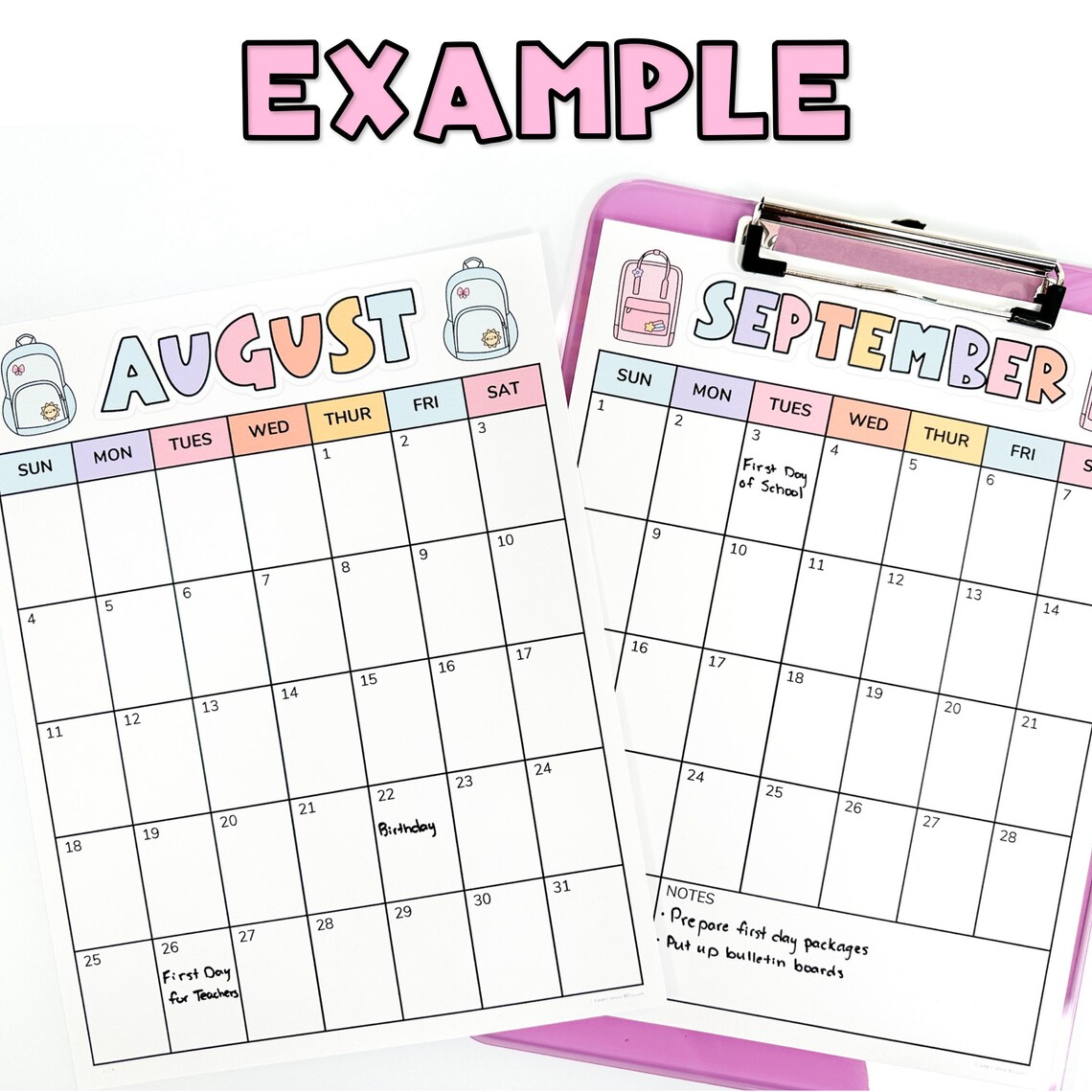 Teacher Calendar 2024-2025 for Teacher Planning | Class Calendar for ...