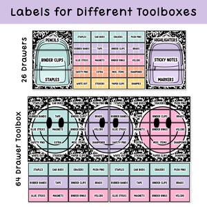 Composition Notebook Labels for Teacher Toolbox- Editable for Pastel ...