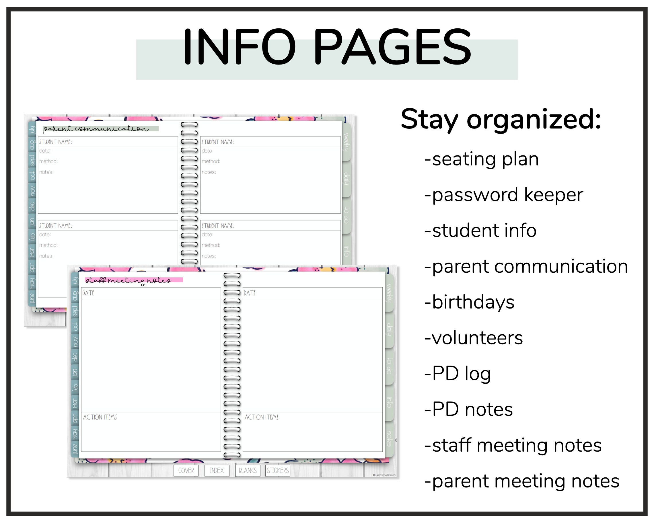 Floral Goodnotes Teacher Planner Undated iPad Teacher Planner Digital ...
