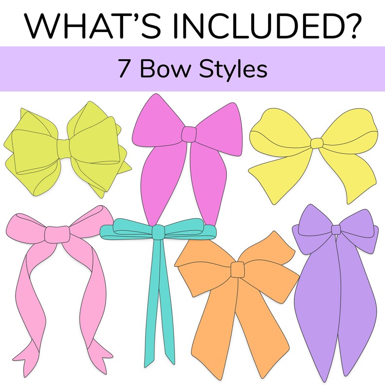 Bow Clipart & Bow PNG in Bright Colours - Etsy