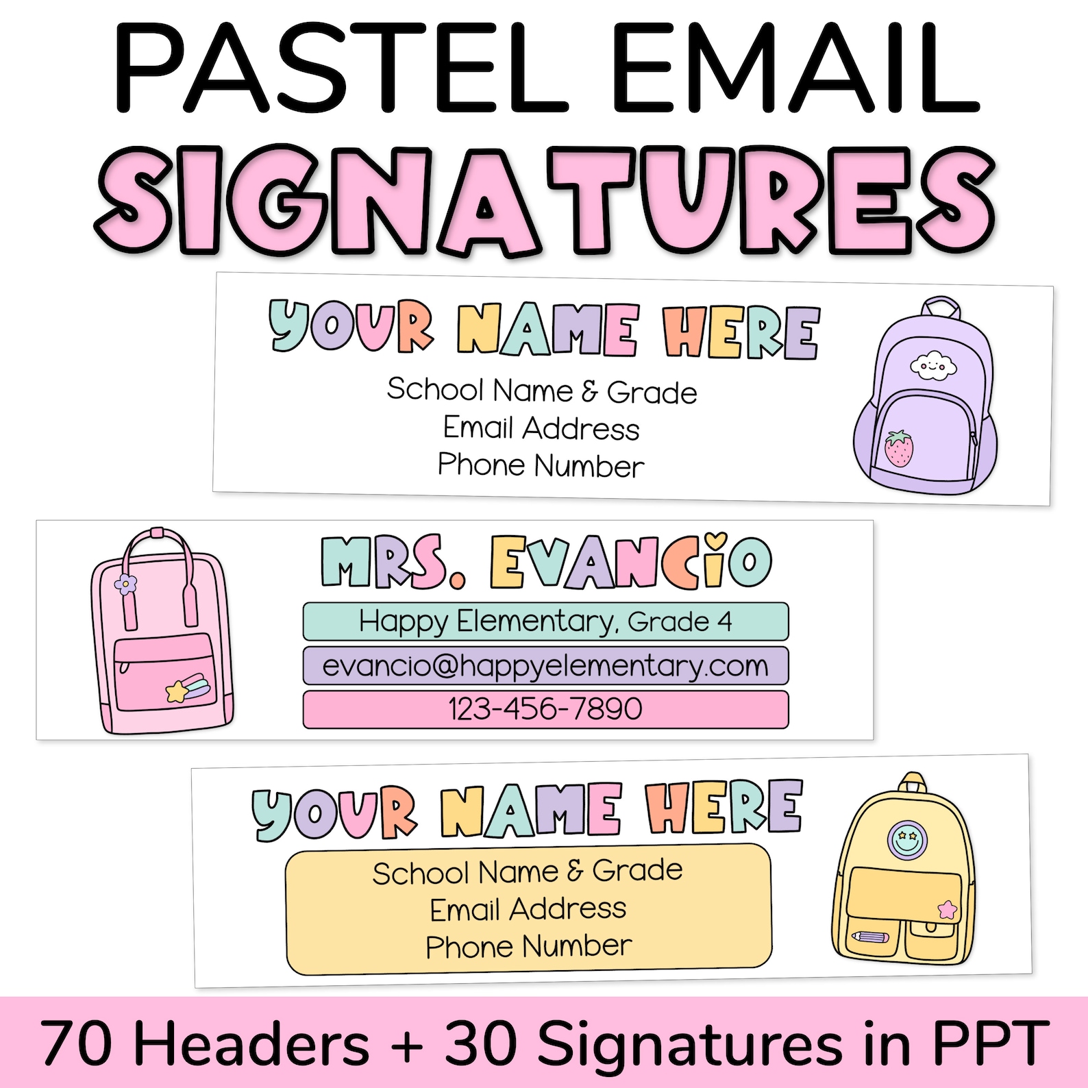 Teacher Email Signature | Email Signature Template & Email Headers for ...