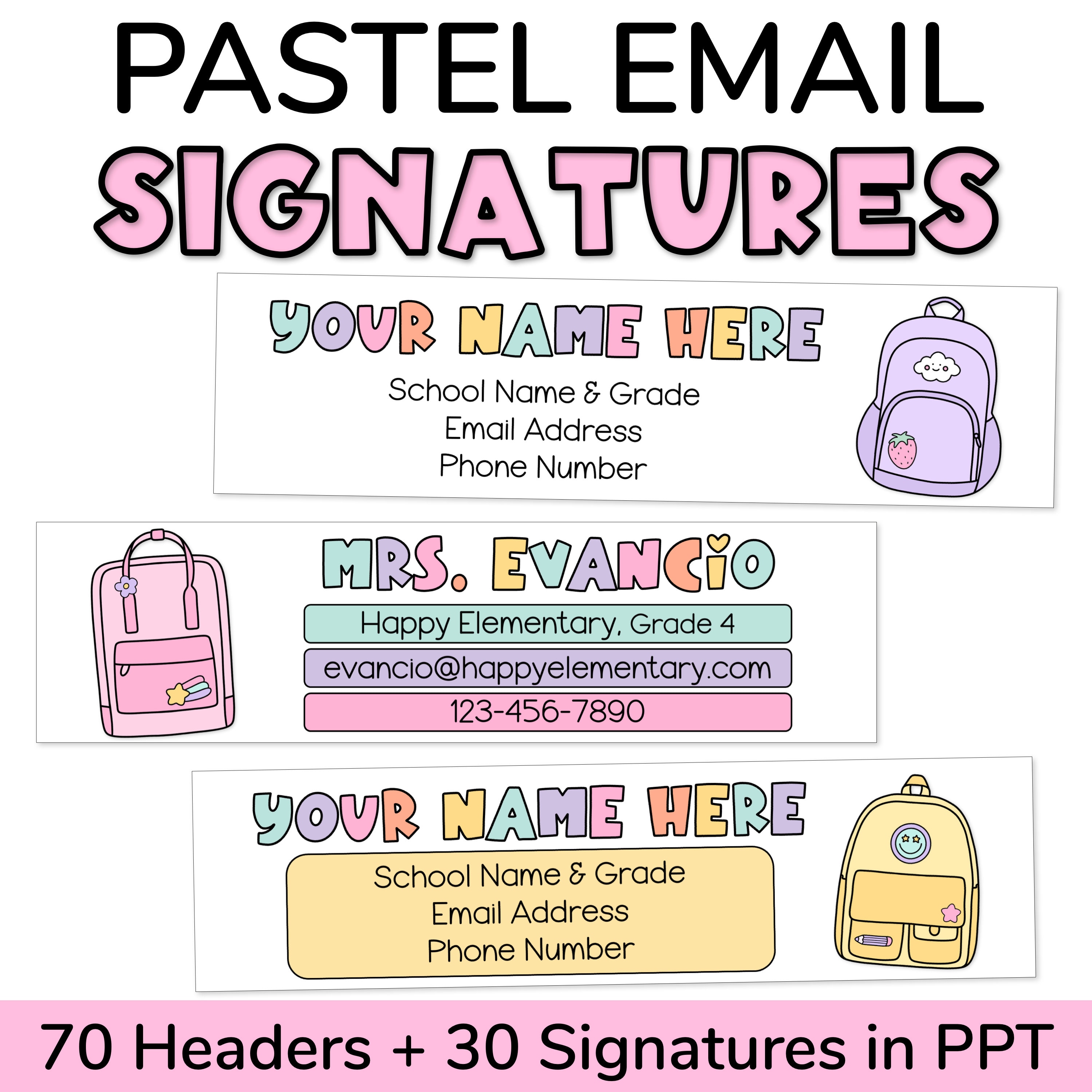 Teacher Email Signature | Email Signature Template & Email Headers for ...