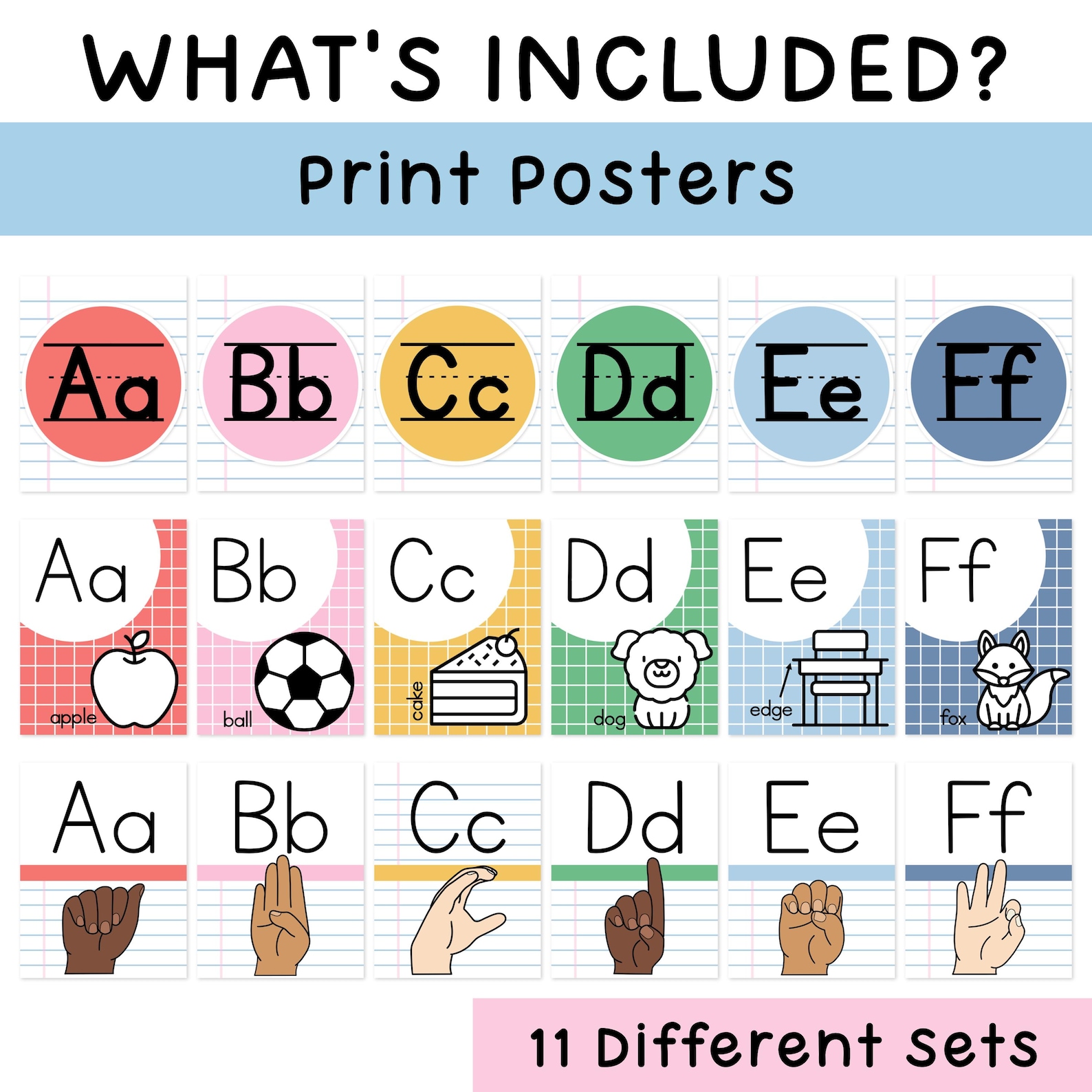 Bright Alphabet Posters, ASL Posters, Cursive Alphabet Posters & Letter ...