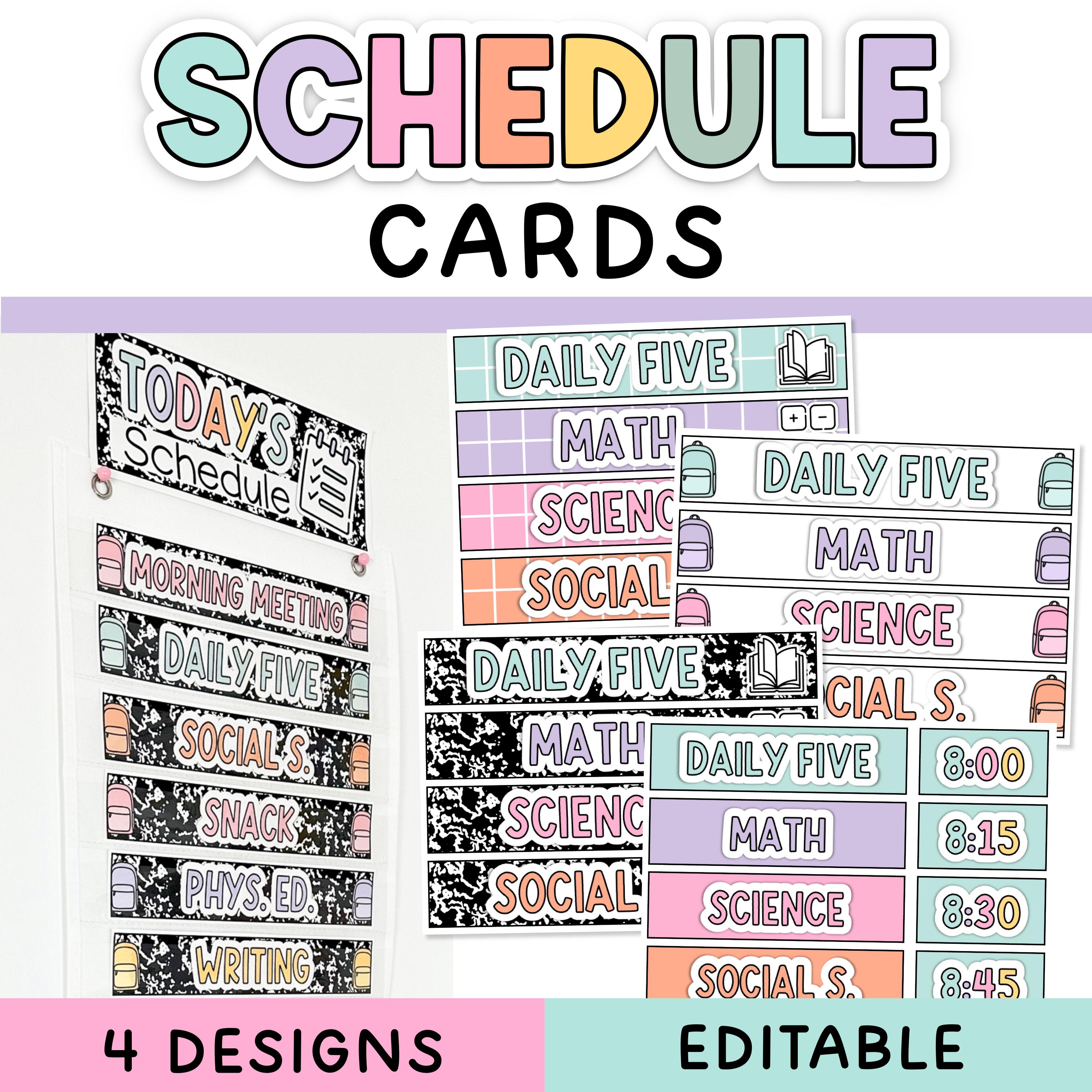Daily Schedule Cards - Editable Visual Schedule Matches Composition ...