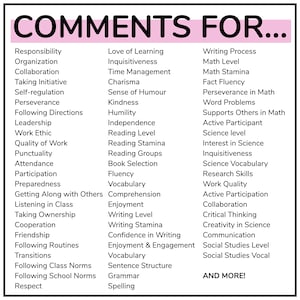 300 Report Card Comments Bank for Grades 4-6 is Fully Editable in ...