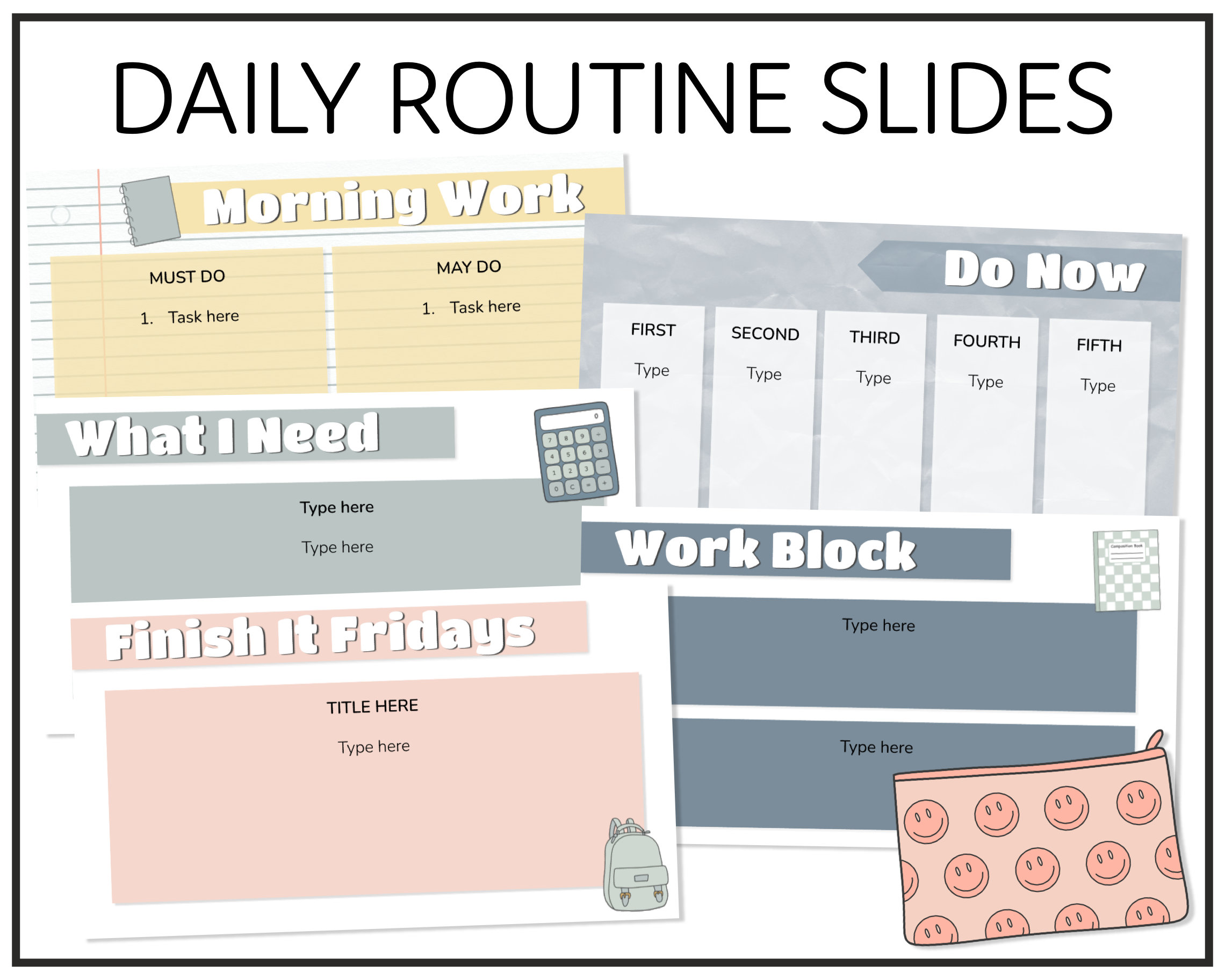 Classroom Slide Templates for Teachers Including Morning Slides, Agenda ...