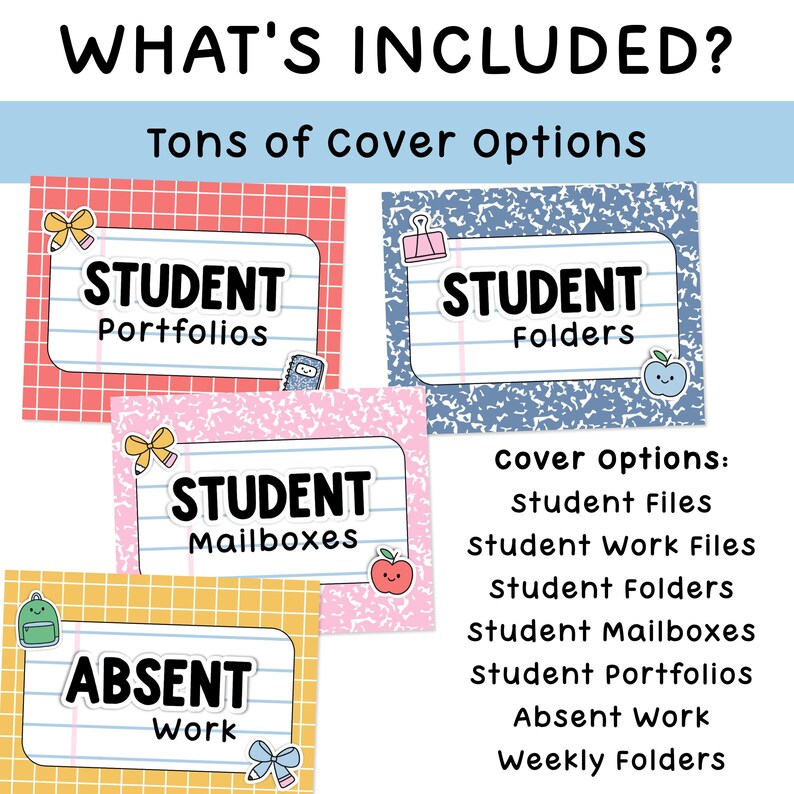 Student File Labels, Student Mailbox Labels, Absent Folders, File ...