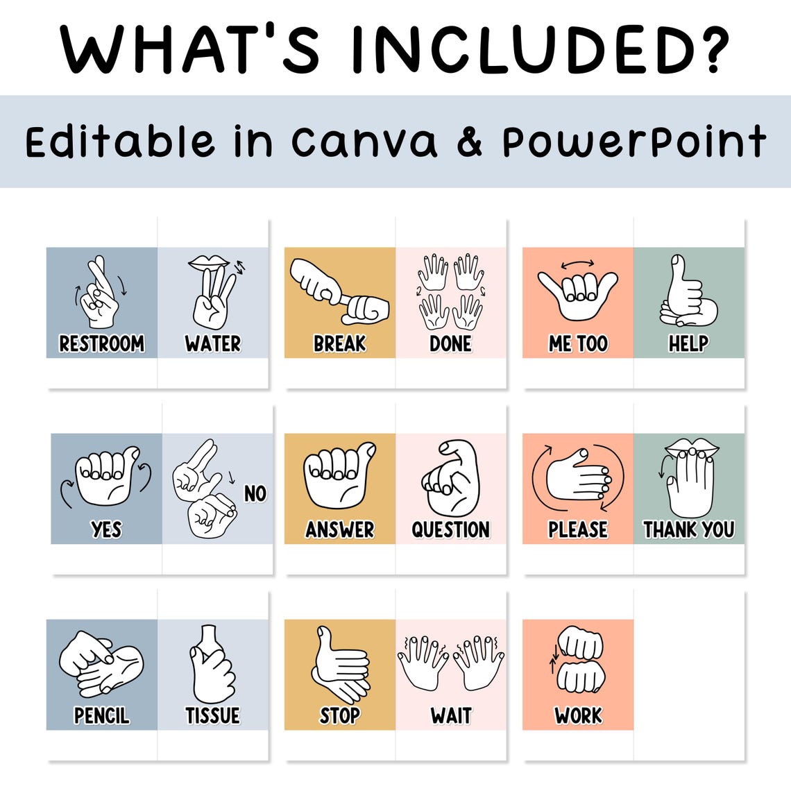 Boho Hand Signal Posters & ASL Sign Language Hand Signals - Editable ...